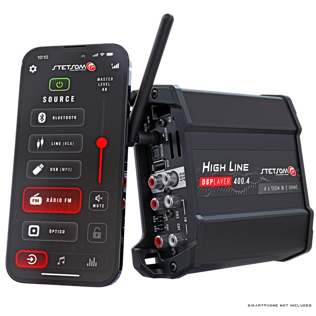 Stetsom High Line DSPLAYER 400.4, Car Audio Amplifier with DSP, Blueto